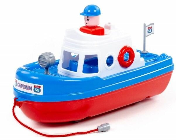 Детский катер "Спасатель", игрушечный кораблик, сюжетно-ролевая пластиковая модель, водный транспорт для мальчиков, цвет бело-синий