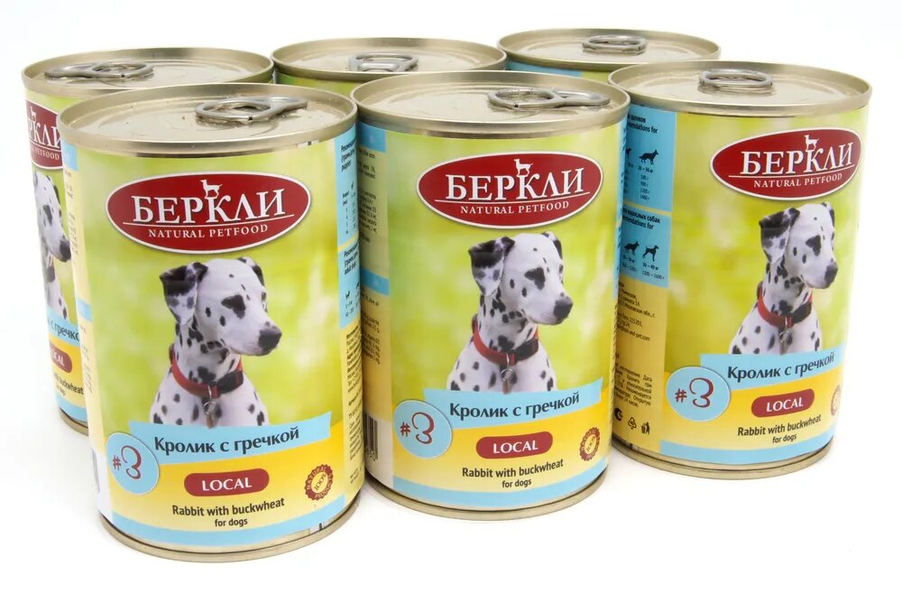 Консервы для собак Беркли с кроликом и гречкой 6 шт по 400 гр