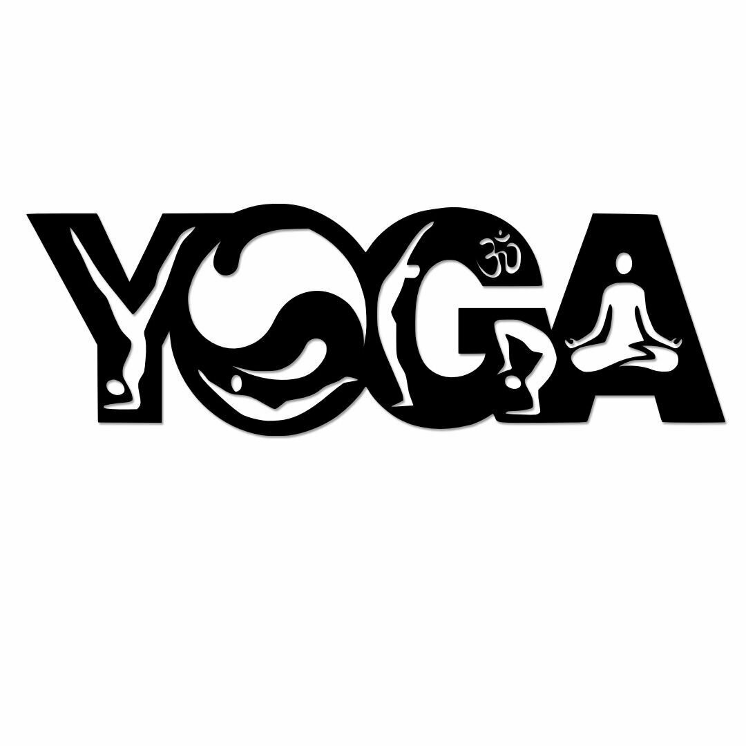 Панно деревянное Йога 600*199 мм. Декоративное панно-надпись YOGA
