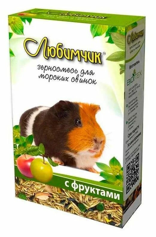 Любимчик Корм сухой зерносмесь для морских свинок с фруктами, 400 г