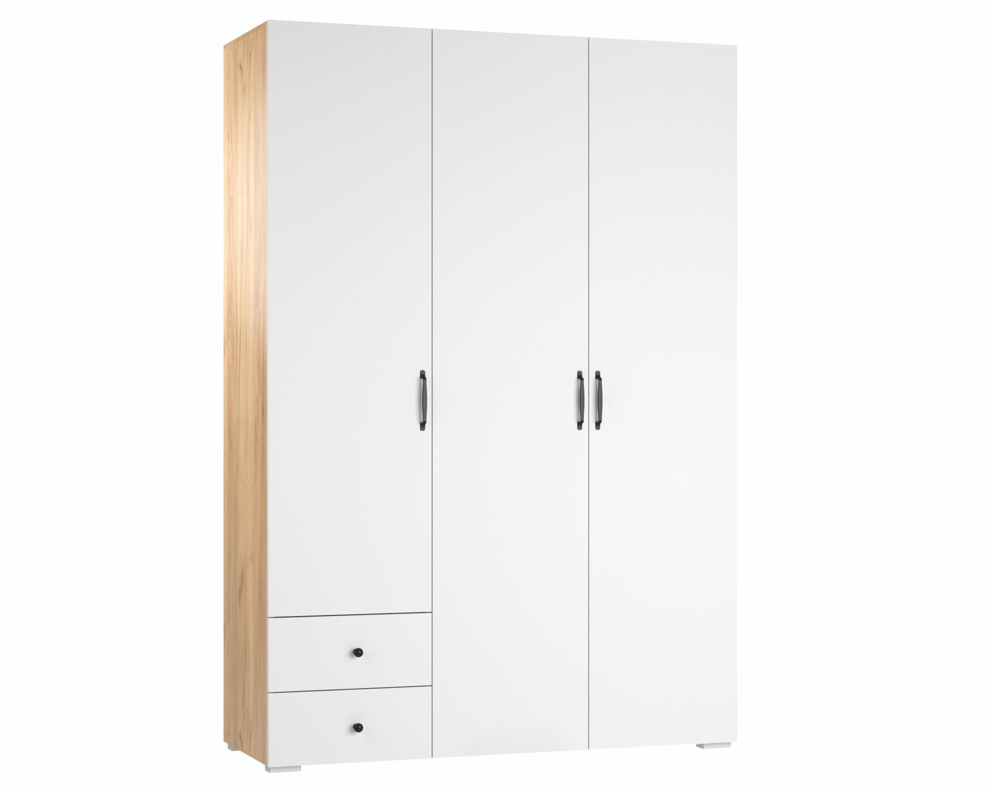 Шкаф распашной для одежды с полками и ящиками "МНР 8" 120х200х52 Дуб крафт золотой / Белый