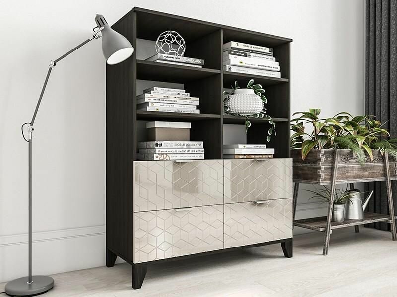 Комод для вещей "Сканди 18" 100х130х40, венге цаво / капучино глянец