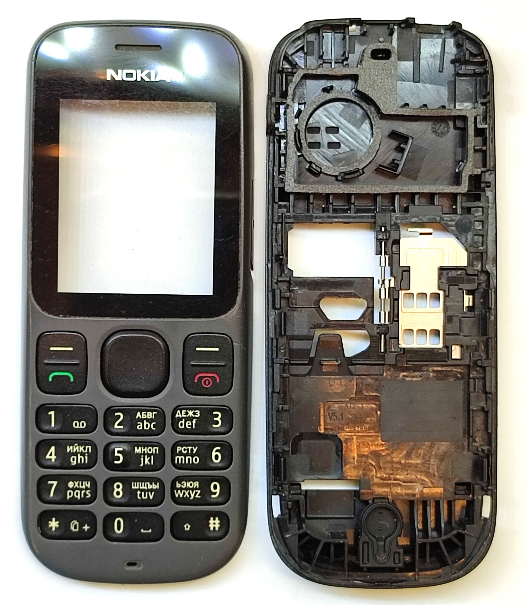 Корпус части + клавиатура для телефона Nokia 101 серый