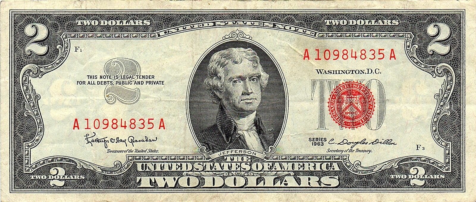 2 доллара 1963 год США 1098