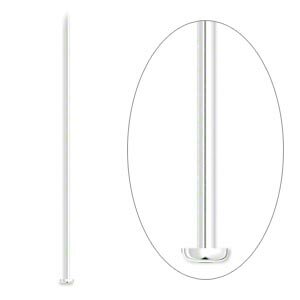 Пины со шляпкой, 75х0.723мм, базовый материал - латунь, посеребренные, 20 шт.