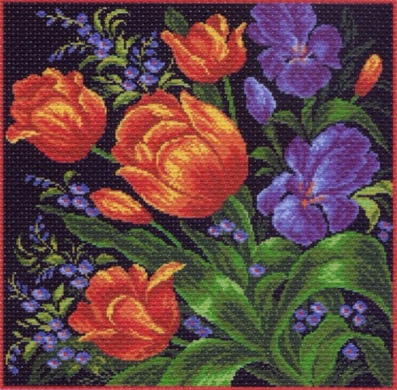 Набор для вышивания Матренин Посад #1098/Н Тюльпаны, Несчетный крест, 41 х 41 см