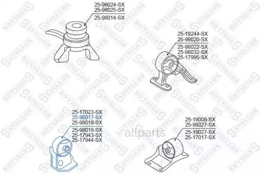 STELLOX 2598017SX подушка ДВС передняя!\ Toyota Carina AT190/AT191 1.6/1.8 4AFE/7AFE 92-97