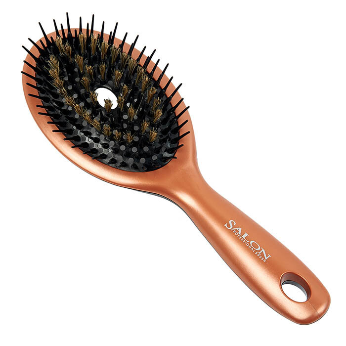 Массажная щетка Salon Professional 8H160, пластиковые штифты в комбинации с натуральной щетиной, продувная, коричневая