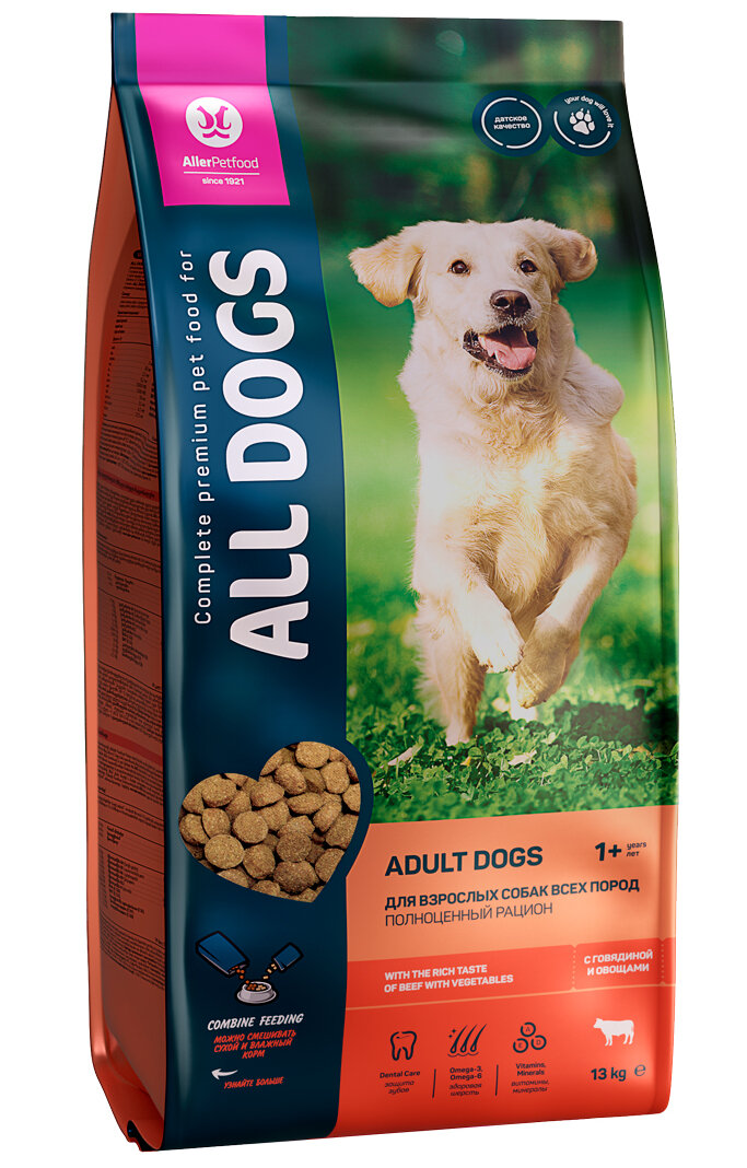 All Dogs Корм сухой "ALL DOGS" для взрослых собак с говядиной и овощами 13кг 13 кг