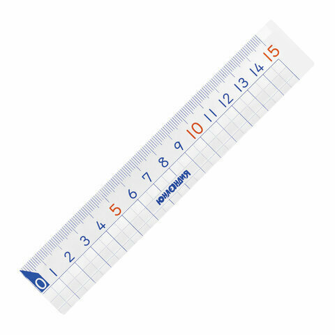 Линейка пластик 15 см юнландия "школьная", прозрачная, европодвес, 210734