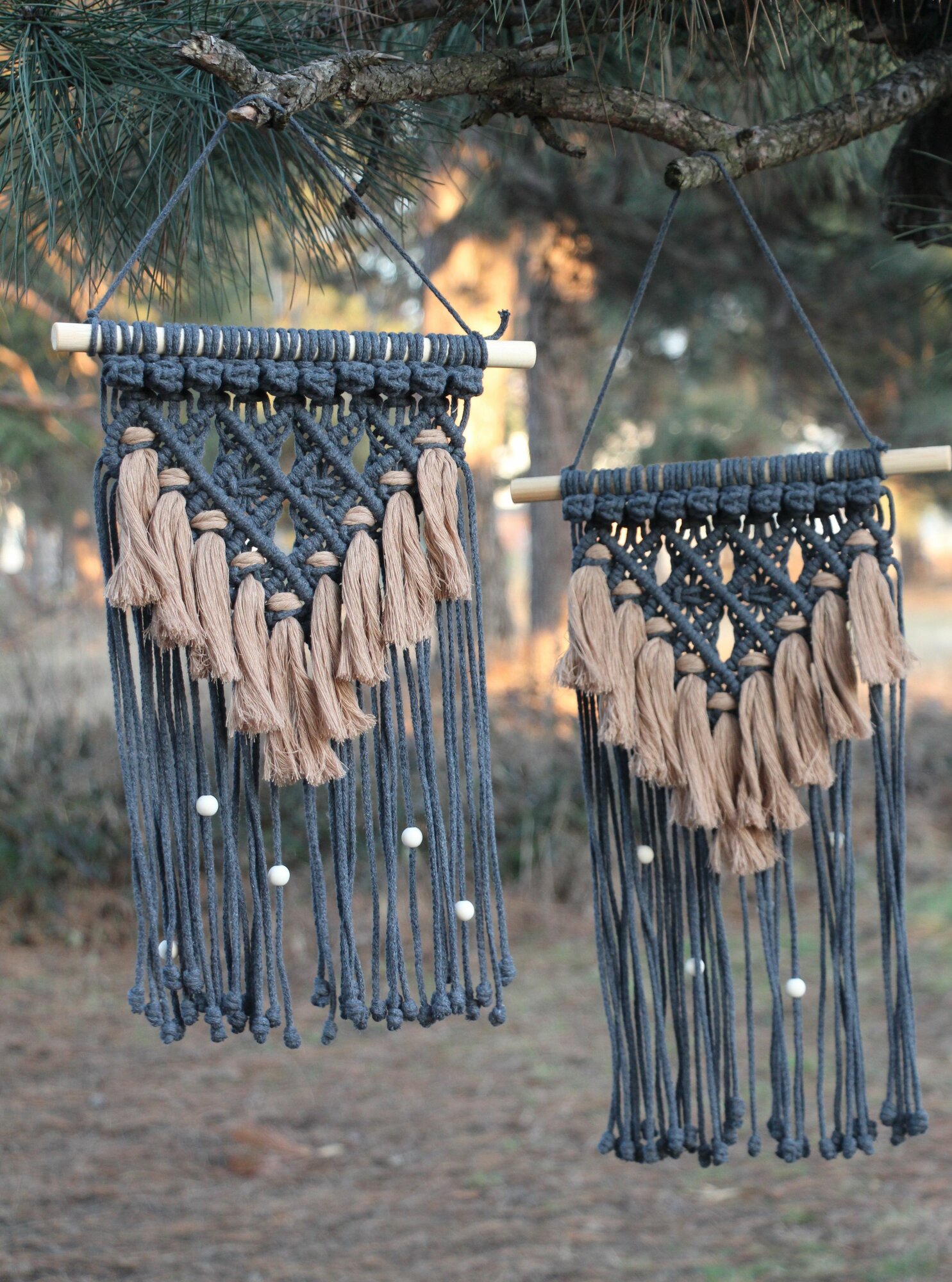 Декоративное макраме панно ручной работы на стену в стиле бохо