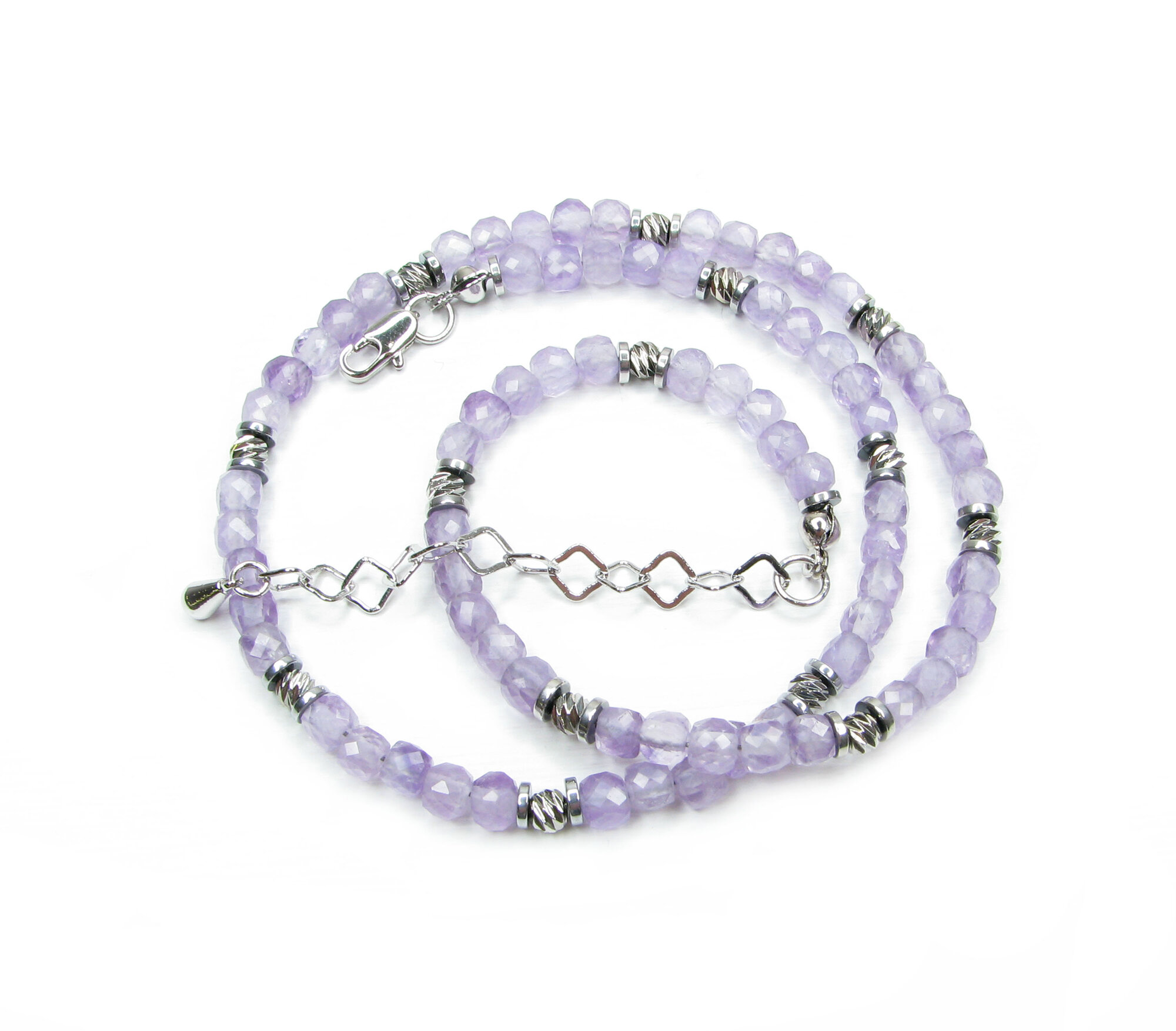 Колье, фианит, аметист