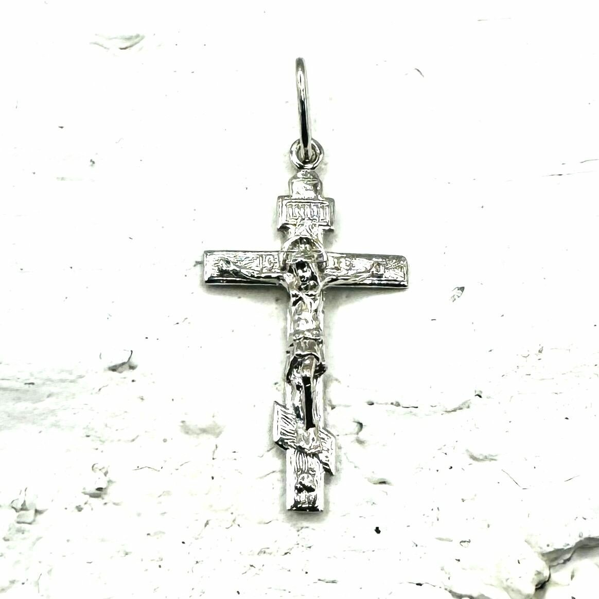 Крестик, серебро, 925 проба, родирование