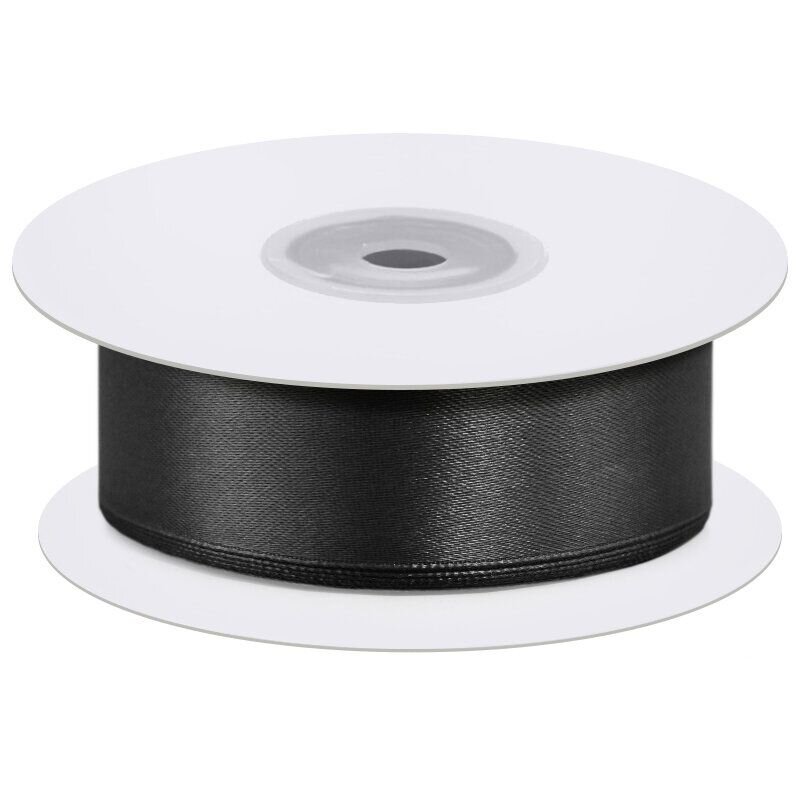 Лента атласная (2,5 см*22,85 м) Черный, 1 шт.