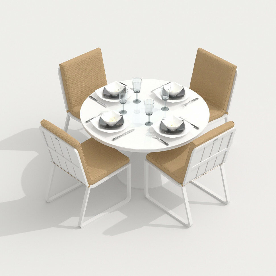 Стол обеденный IDEAL PATIO DIVA, белый, круглый, металл/стекло — фото 1