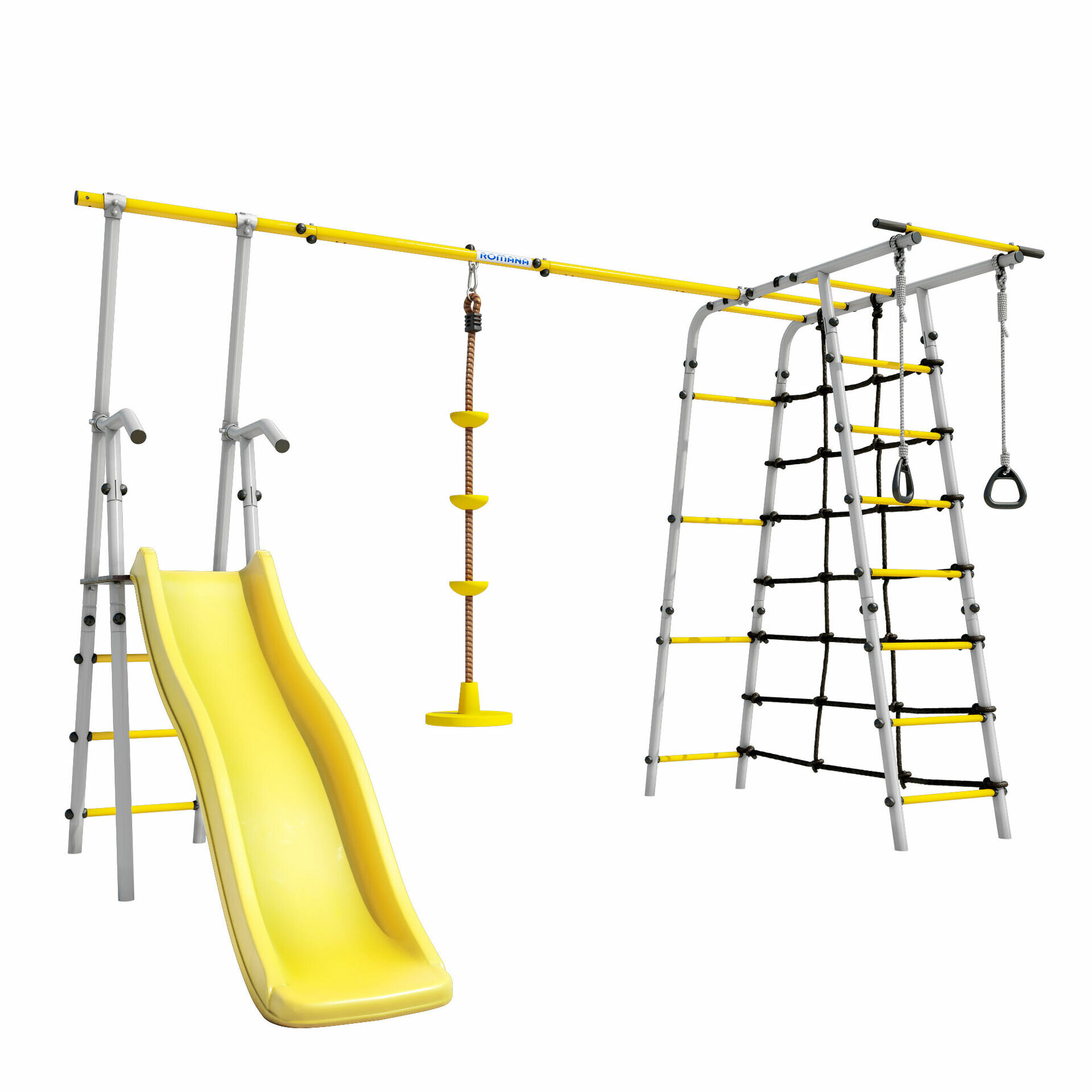Спортивно-игровой комплекс Romana "Богатырь Плюс 2", качели диск 103.12.06, серый/жёлтый