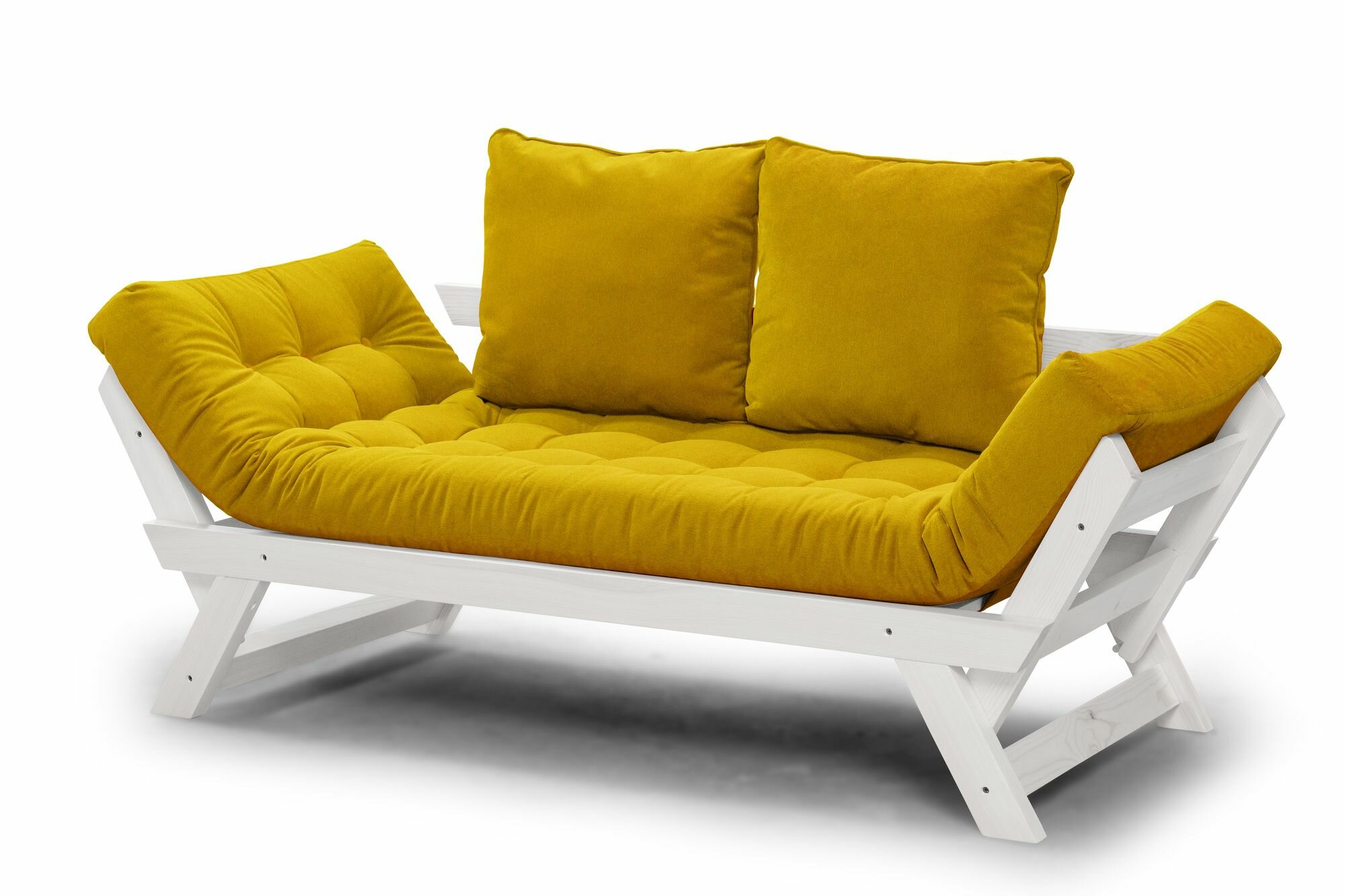 Диван кушетка Arsko Отман, желтый, велюр, массив дерева, двухместный, садовый, для кафе и бара, для офиса, скандинавский лофт