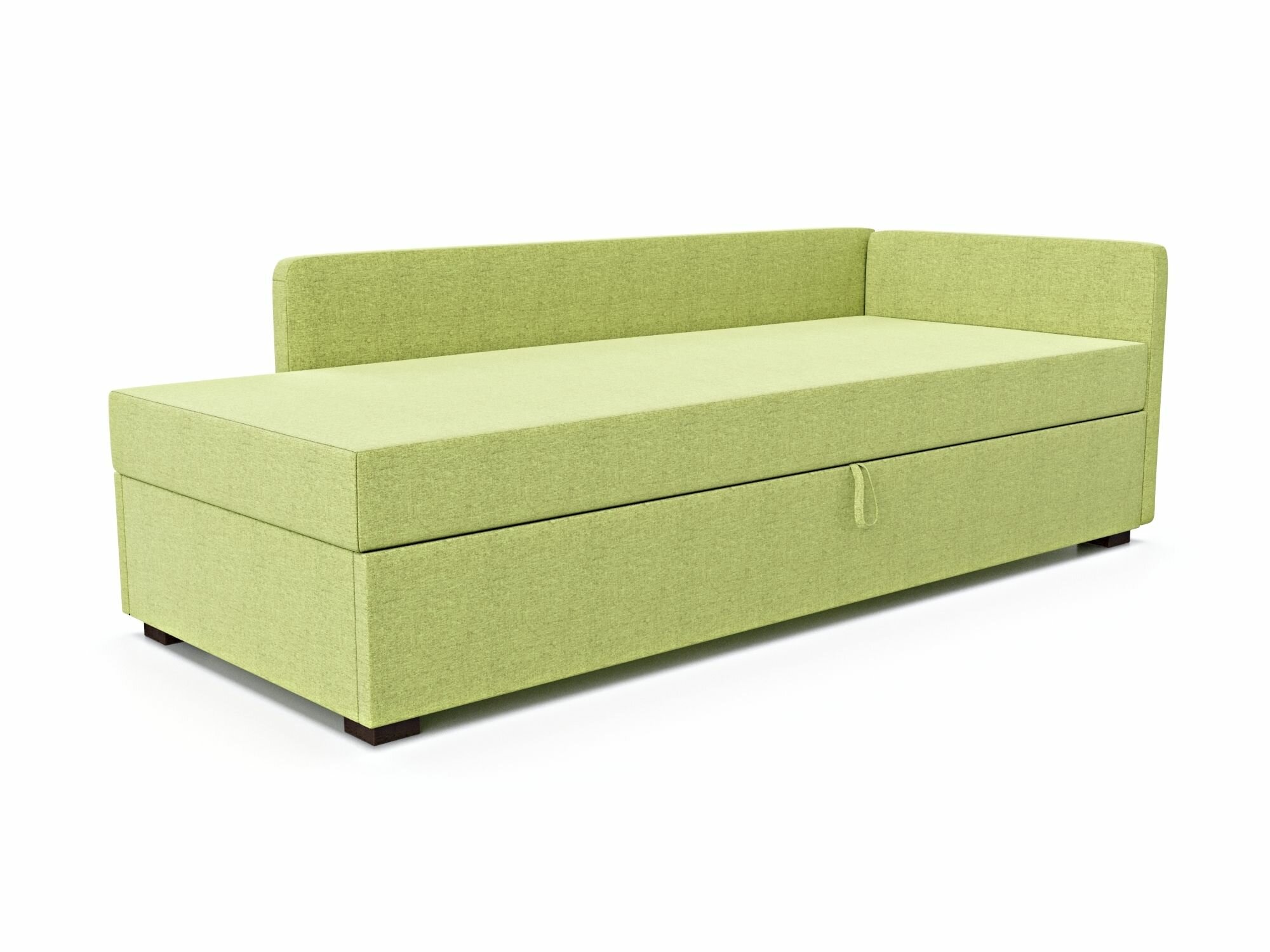 Диван прямой кушетка Arsko Велес правый, зеленая, рогожка, ящик для белья, трехместный, в гостиную, скандинавский лофт