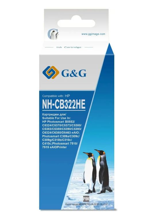 Картридж струйный G&G NH-CB322HE фото черный (14.2мл) для HP Photosmart B8553/C5324/C5370/C5373/C538