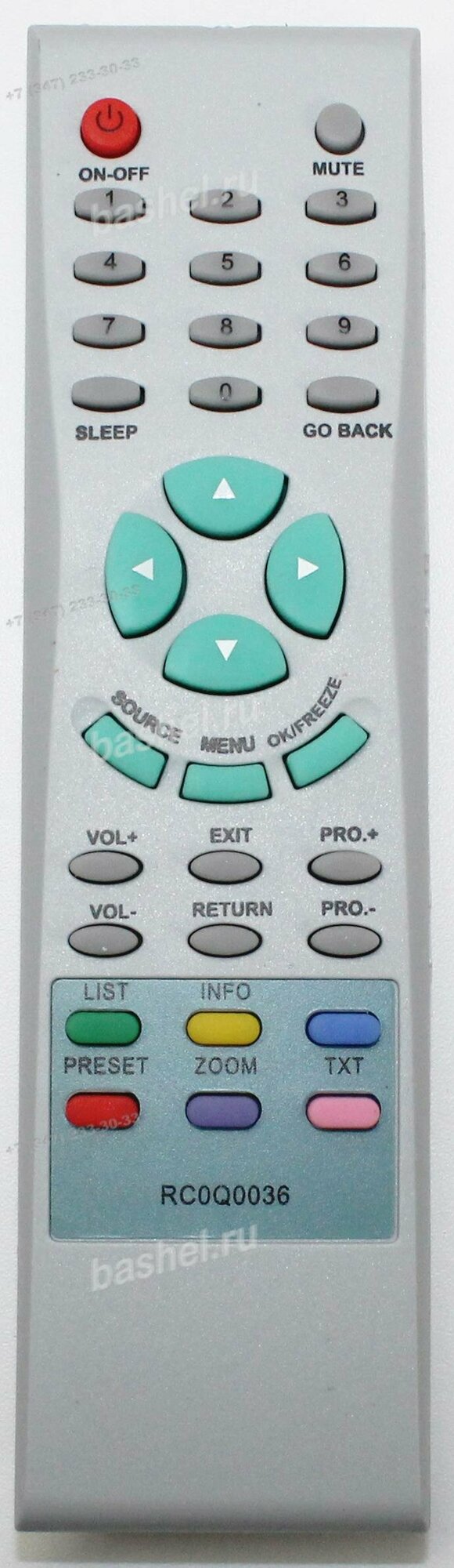 Thomson RCOQ0036 TXT LCD TV, Пульт ДУ