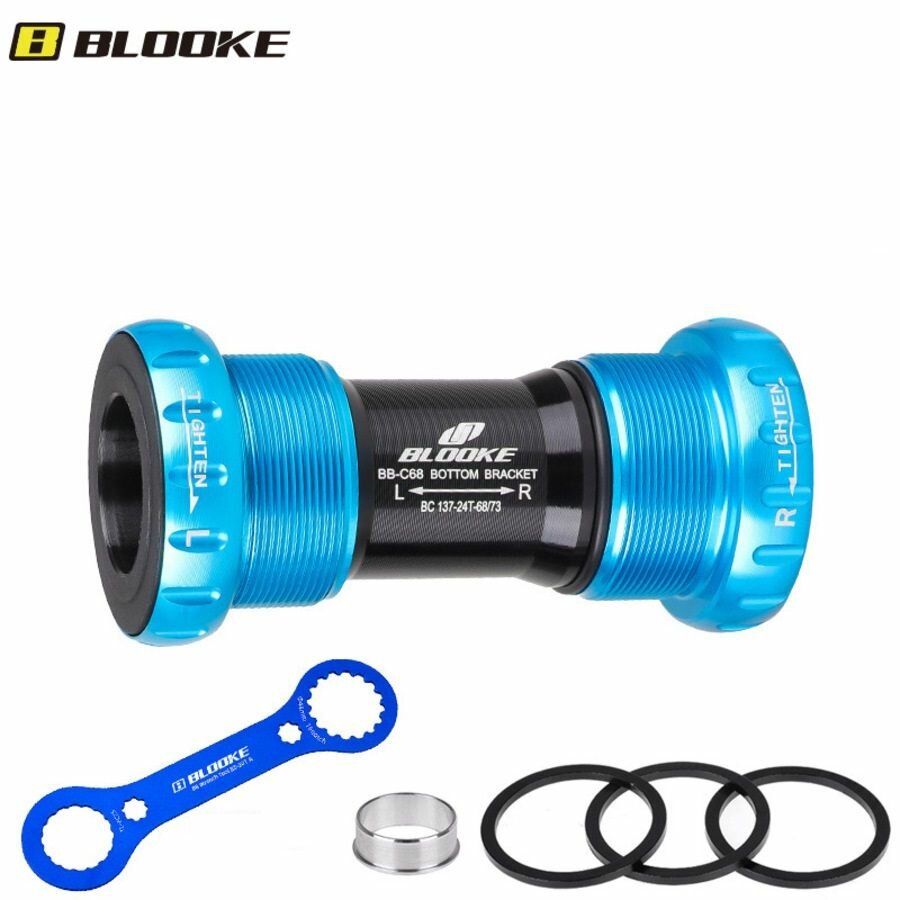 Каретка hollowtech 2 BLOOKE BB52 Синяя с ключом в комплекте