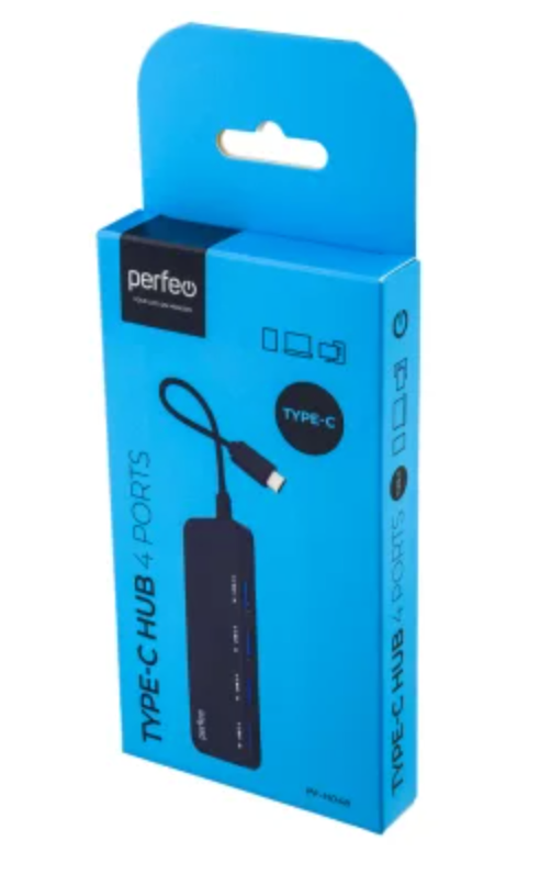Perfeo USB C-HUB 4 Port, (PF-H048 Black) чёрный