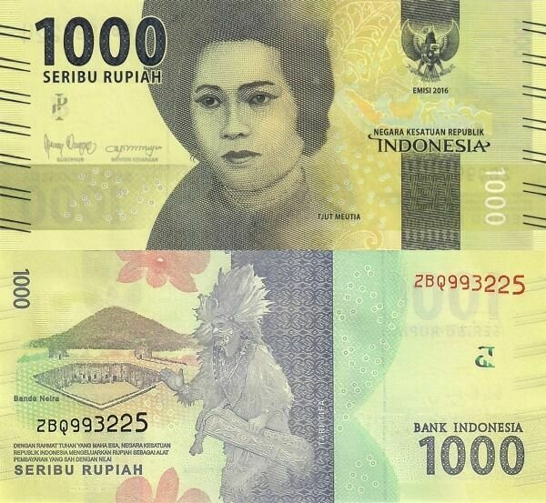 Индонезия 1000 рупий 2016 - 2021 P-154 UNC