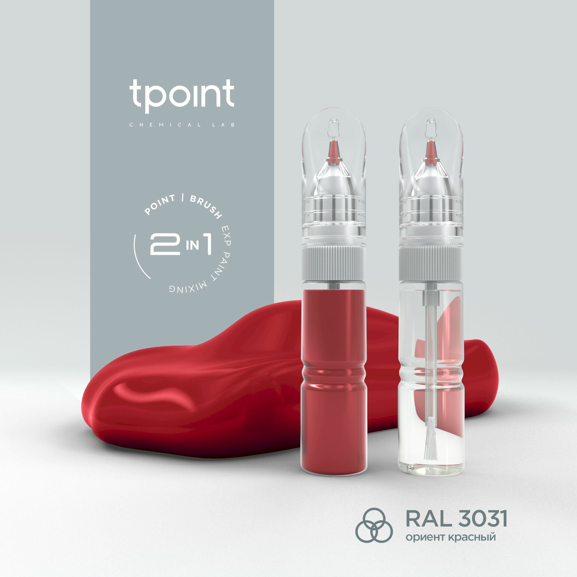 Набор - штрих-корректоров RAL 3031 "Красный", штрих-корректор от сколов и царапин, 20мл+20мл