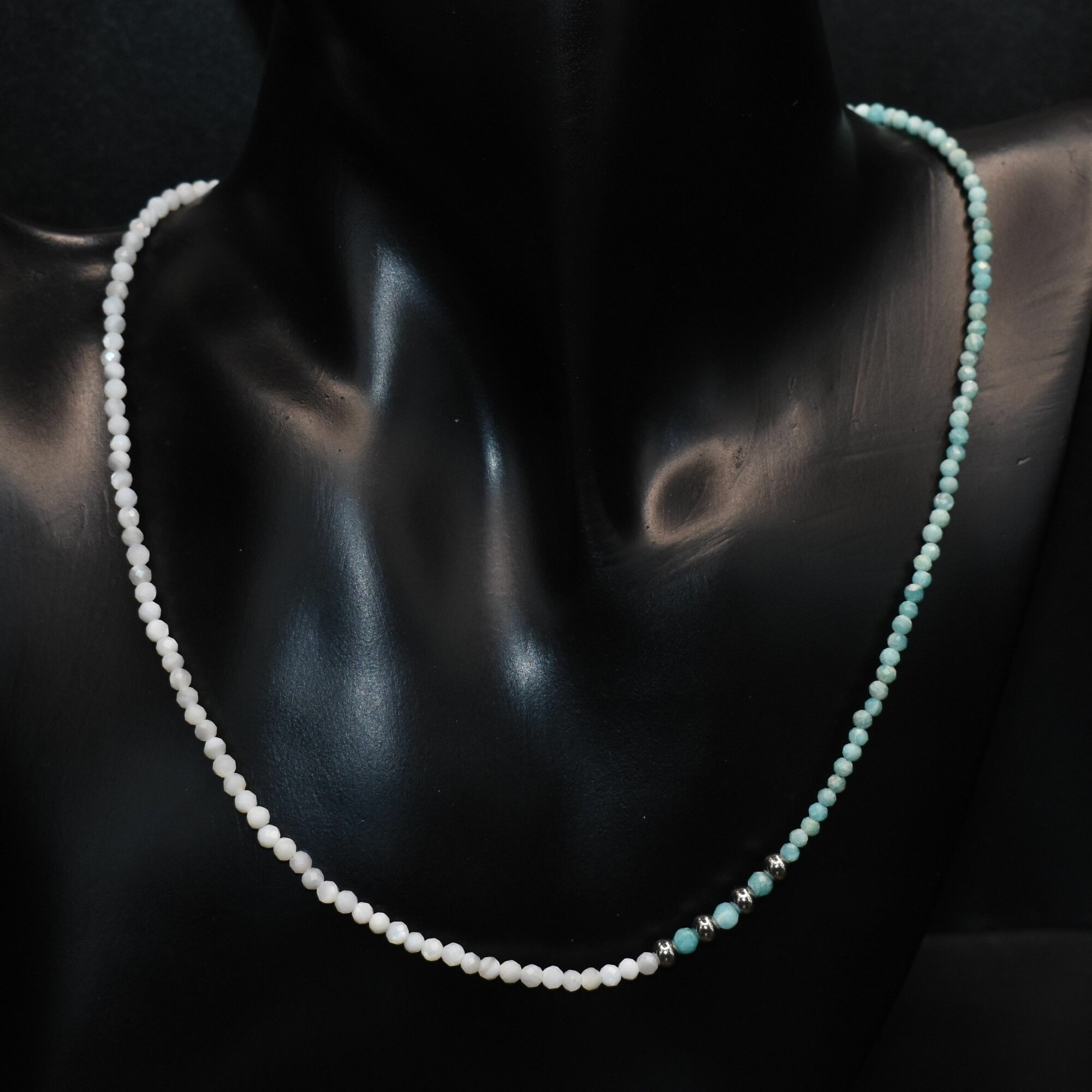 Чокер, металл, амазонит