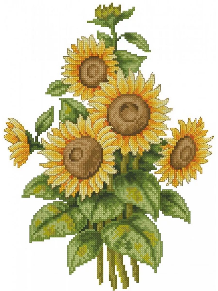 Набор для творчества, набор для вышивания крестиком "Подсолнухи" (размер 34 см *42 см)