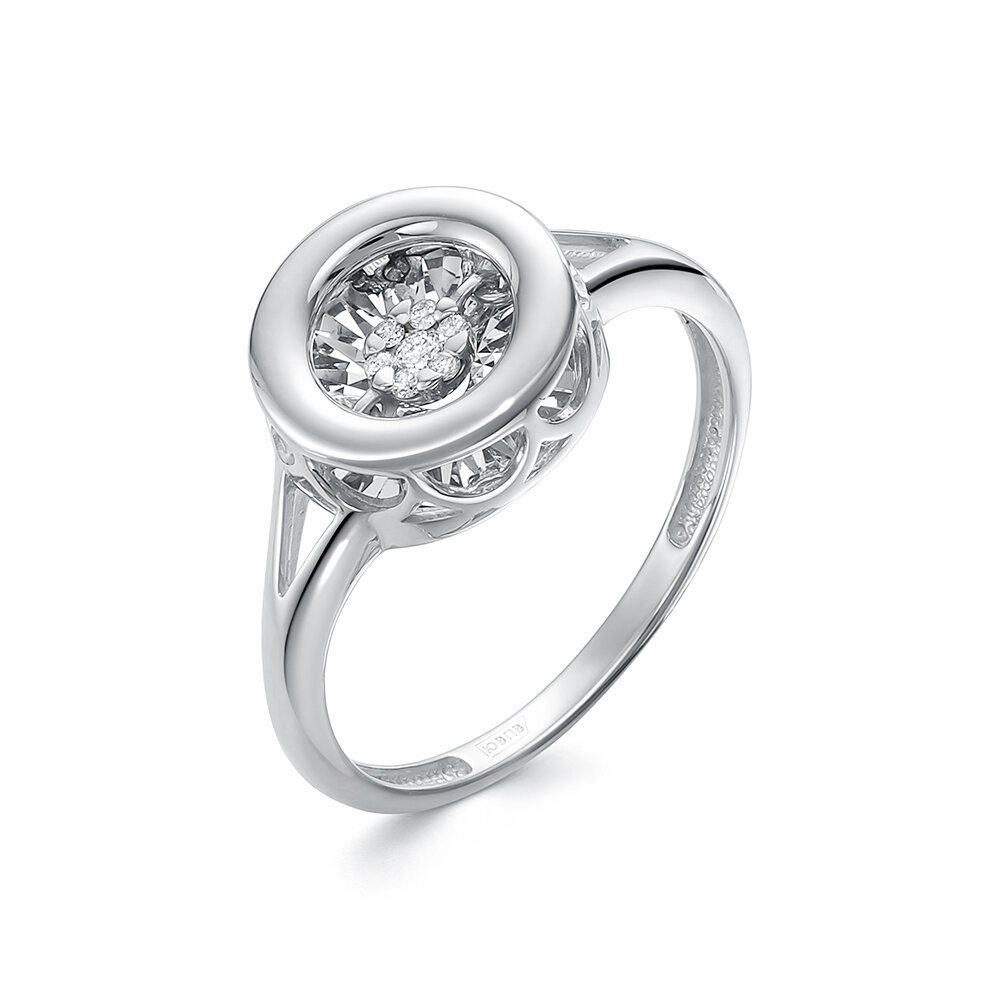 Кольцо, белое золото, 585 проба, родирование, бриллиант