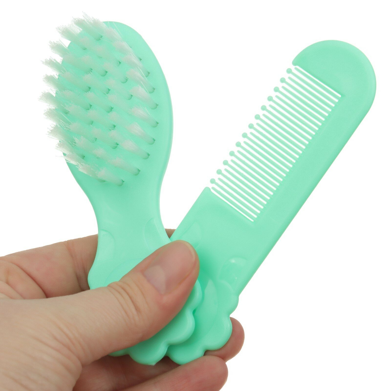 Набор детский для ухода за волосами "Цветочек" расческа и щетка, цвет бирюзовый, Крошка Я