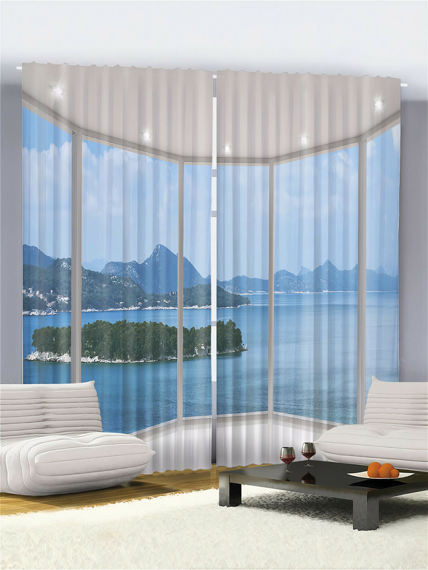 Фотошторы из ткани габардин 150-260 см 2 шт. /3D шторы / В детскую / Для гостиной, спальни и кухни