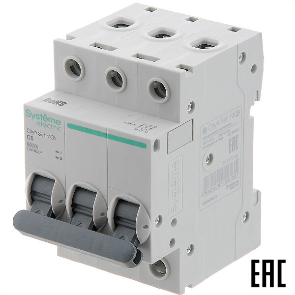 Автоматический выключатель City9 C9F36306 C6А/3п/ 6кА на Din-рейку Systeme Electric