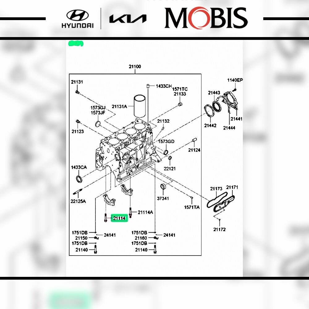 Болт 1шт. H-100 Porter, Terracan / арт. 2111442000 / бренд MOBIS
