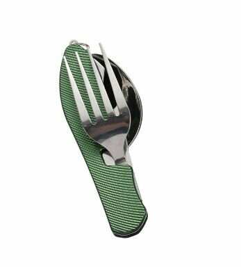 Походный туристический набор приборов вилка, ложка, нож и открывашка складные, мультитул походный