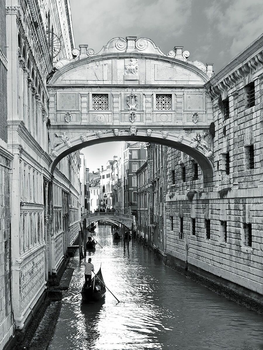 Италия в черно-белом. Венеция. Мост плача. Арт - постер. Формат А3.