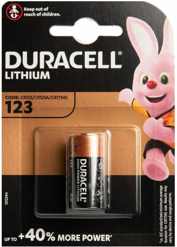 Элемент питания литиевый CR123 BP-1 ULTRA (блист.1шт) Duracell A0001263
