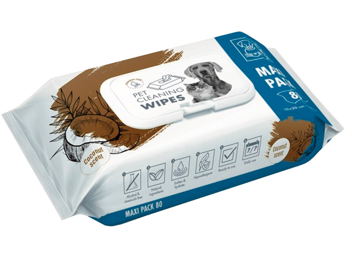 Салфетки очищающие M-Pets для собак и кошек с ароматом кокоса уп.80 шт 1 шт