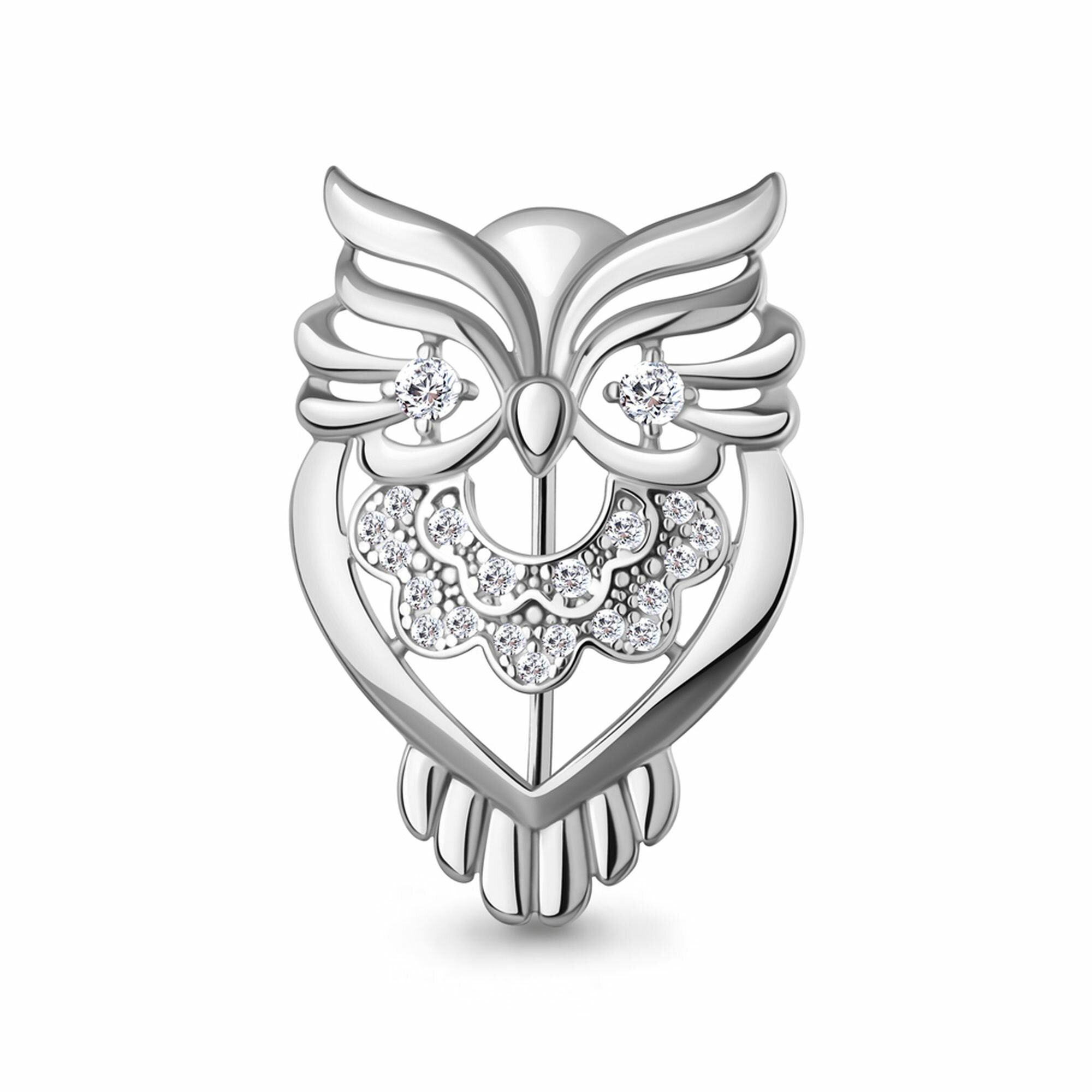 Брошь, серебро, 925 проба, родирование, фианит