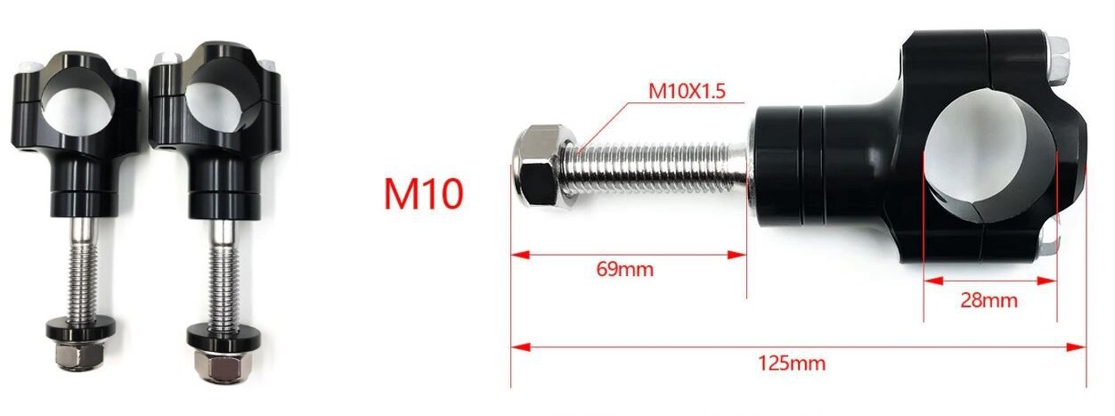 Кронштейн крепления руля с регулировкой по высоте (пара), М10, черный отом