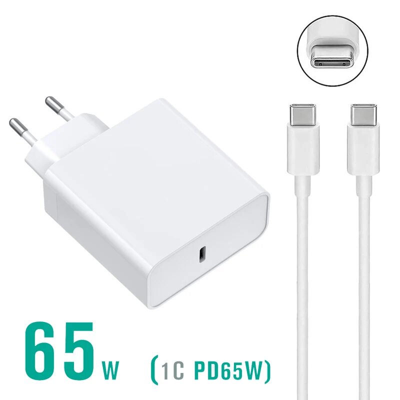 Geris Power адаптер USB Type-C для ноутбука 65Вт 20В White-EU