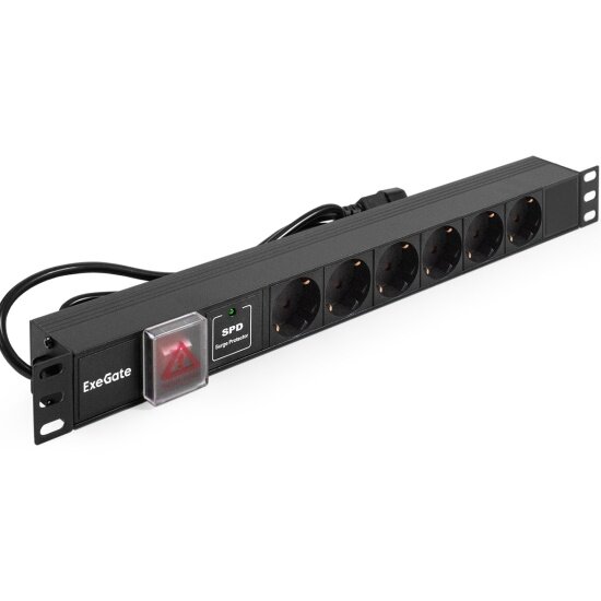 Блок розеток Exegate ServerPro PDU-19H609 Al-6S-C14-2CU-SPD1 (EX280834RUS)