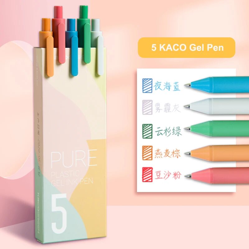 Гелевые ручки Kaco, 5 шт, набор разных цветов