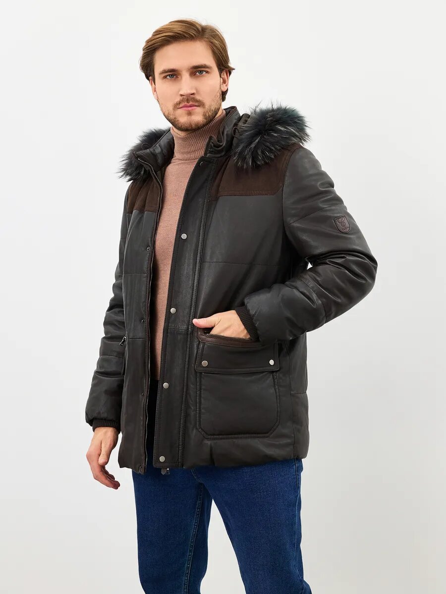 Куртка кожаная из натуральной кожи и замши