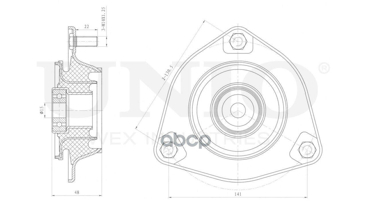 Опора Амортизатора Kia/Hyundai Cerato/Elantra 95- Перед. UNIO арт. RMP13033