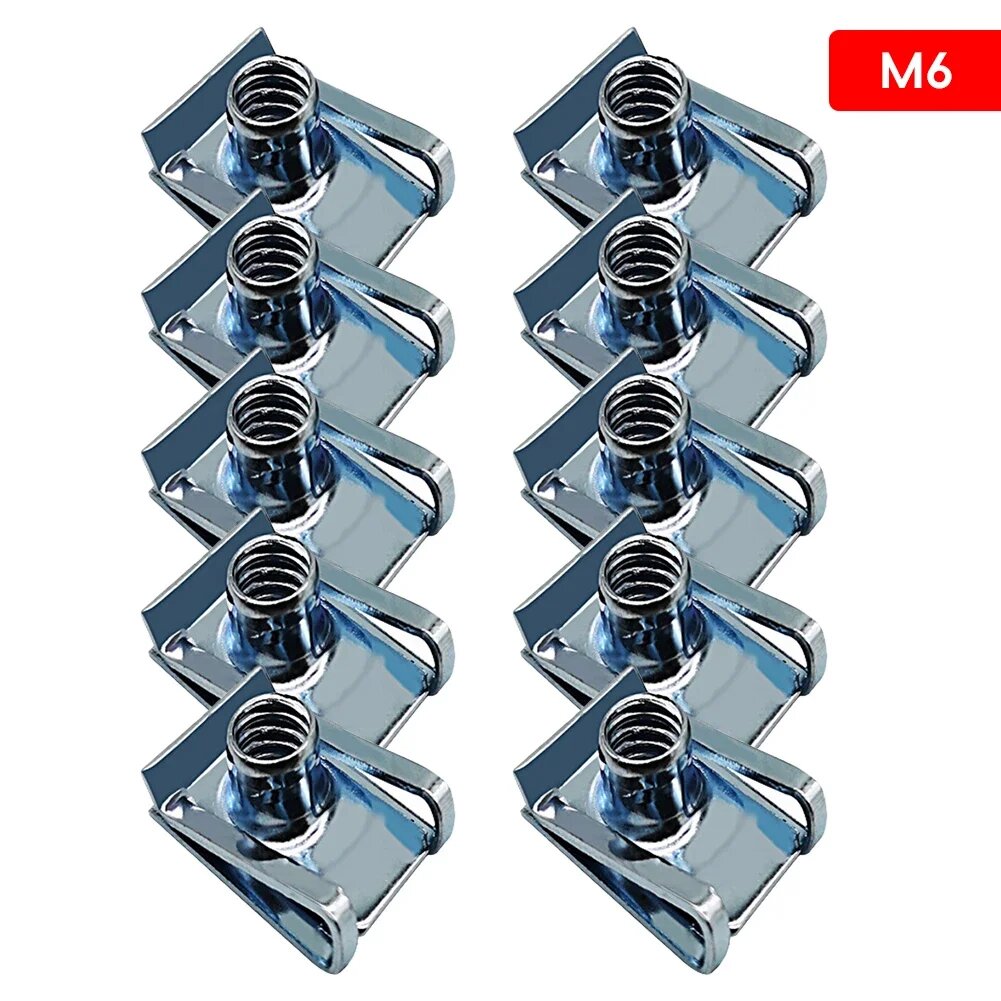 10 шт. M4 M5 M6 Автомобильная оцинкованная самонарезающая гайка комплект U-образных гаек для мотоцикла обтекатель брызговик крепежи автозапчасти зажим