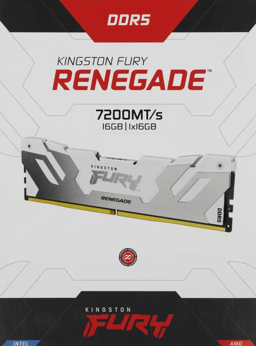 Оперативная память Kingston Fury KF572C38RW-16, 16ГБ, DDR5 белая