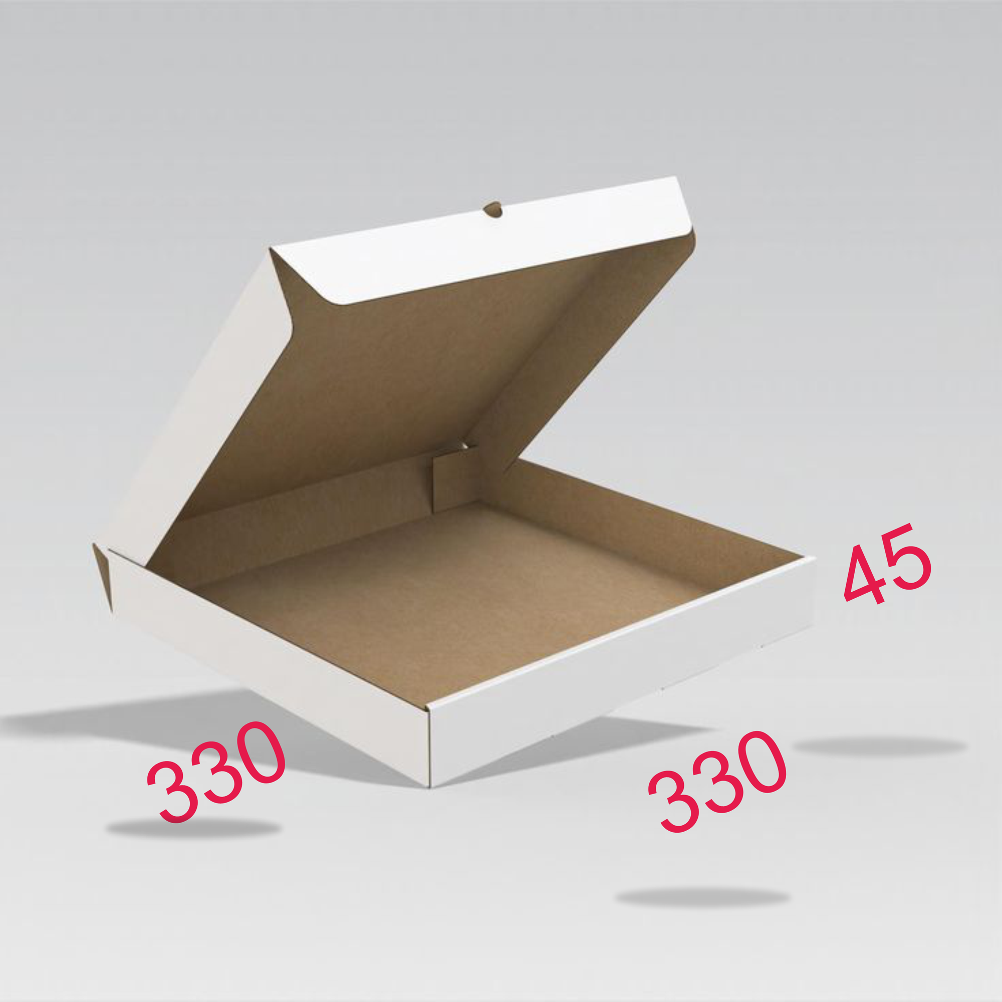 Коробка для пиццы 33 х 33 х 4.5 см, из микрогофрокартона трехслойного, самосборная белая, 50 шт.