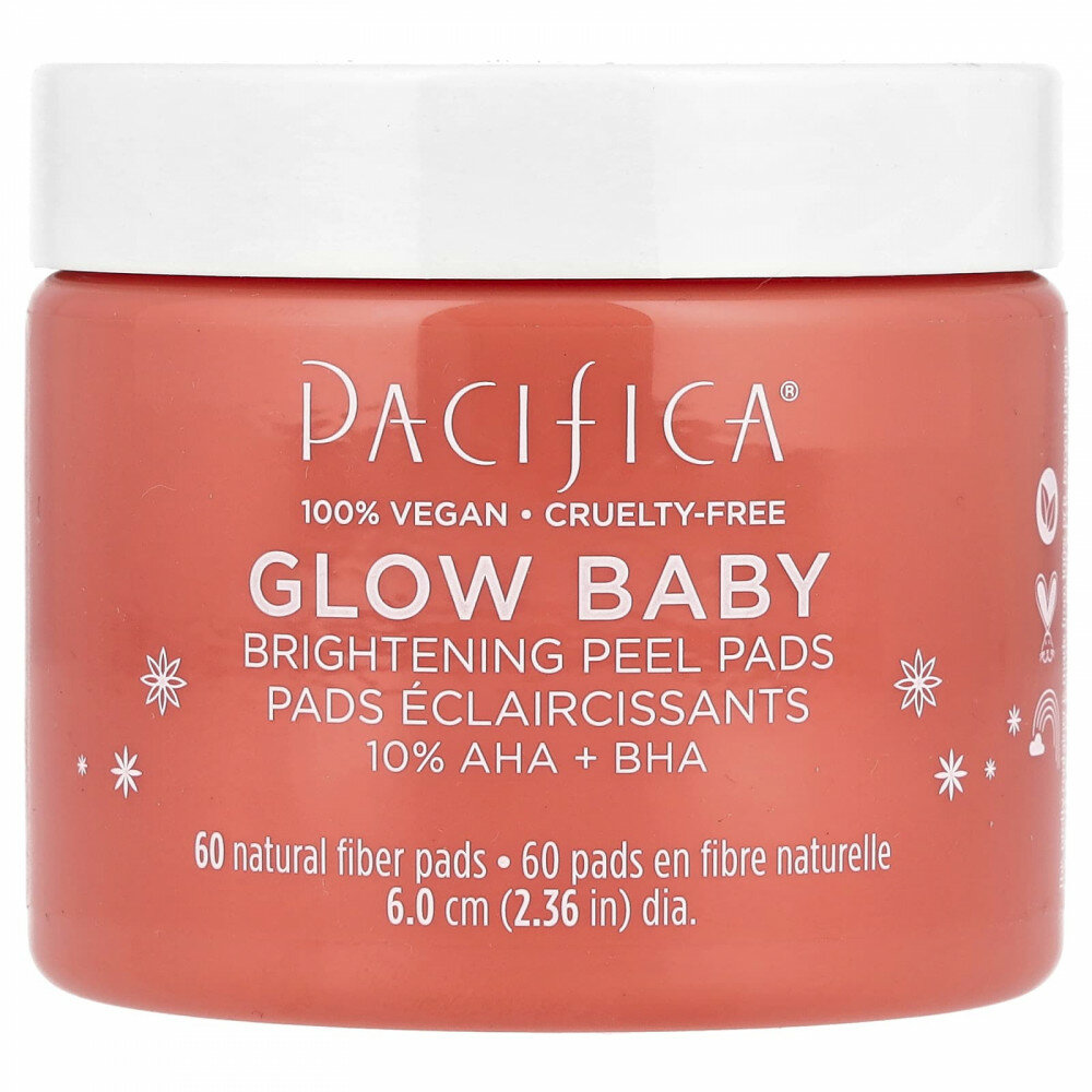 Pacifica, Glow Baby, осветляющие пилинги, 60 шт.